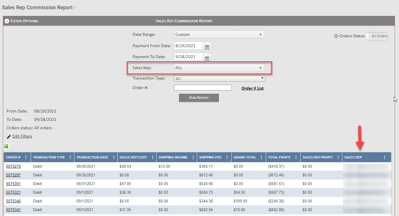 Sales Rep Commission Report – Sellercloud LMS